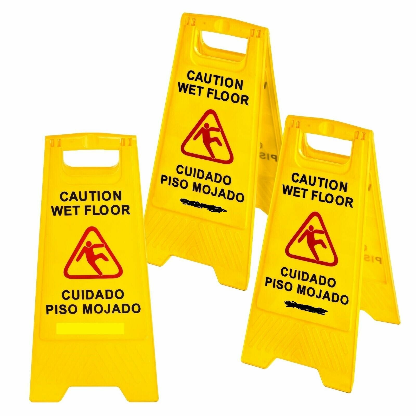 Industries Yellow 24" Caution Wet Floor Sign Set of 3 CUIDADO PISO ...