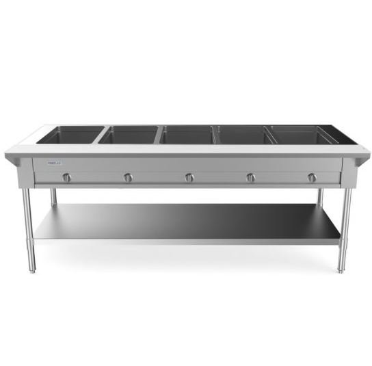 Prepline 74" Five Well Gas Hot Food Steam Table with Undershelf - FOOD ...