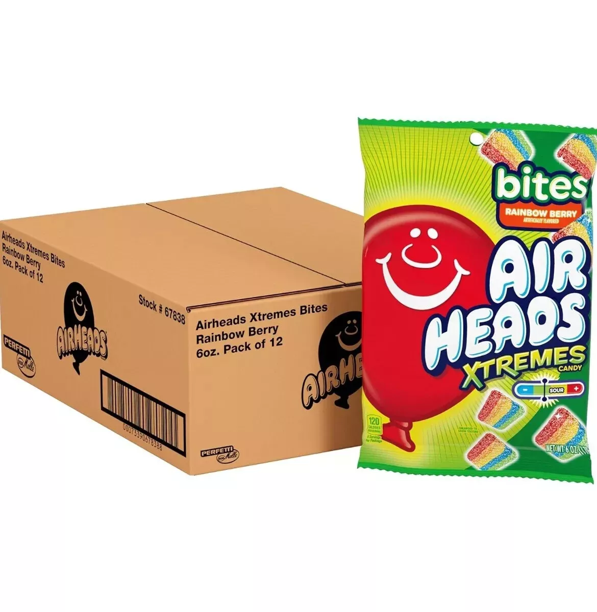 Airheads Candy, Xtremes Bites Sweetly Sour, Rainbow Berry, Non-Melting ...